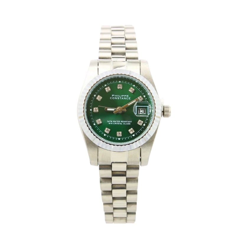 PHILIPPE CONSTANCE HORLOGE "MINI SERRATED SILVER" STONES SMARAGD - The ...